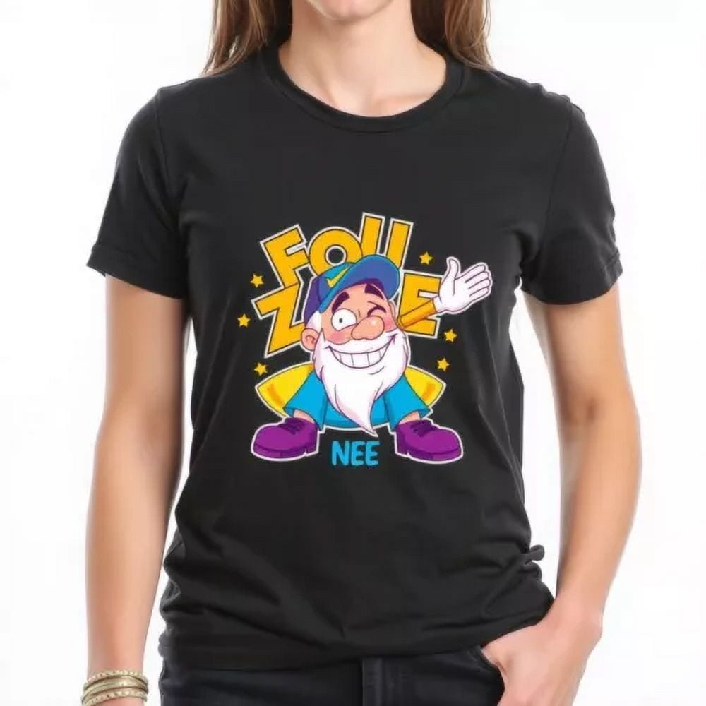 Gildan Funny Cartoon Old Man T-Shirt with "FOU ZEE" & "NEE" Black ...