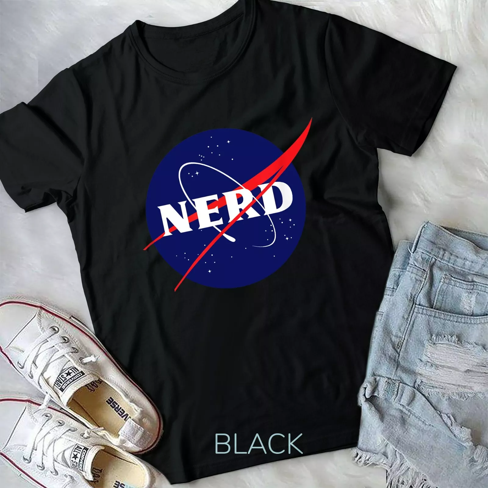 Gildan Funny NASA Nerd Logo Parody Science Astronomy Astronaut T-Shirt ...