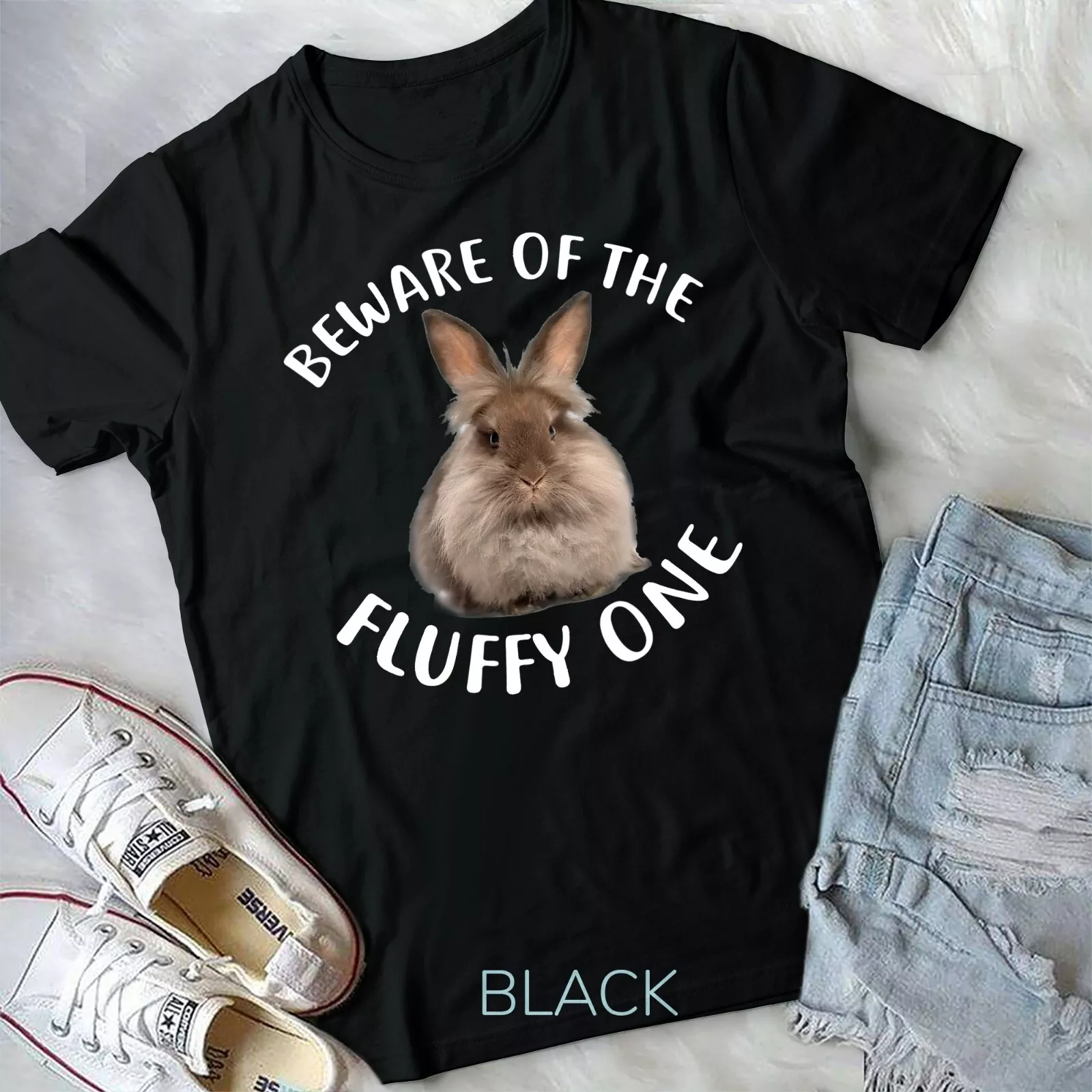 Gildan Funny Rabbit Tee, Beware Of Fluffy Lionhead Bunny T-Shirt Unisex ...