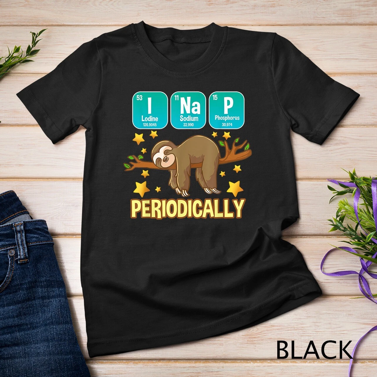 Gildan Funny Science Sloth Gift I Nap Periodically Periodic Table ...