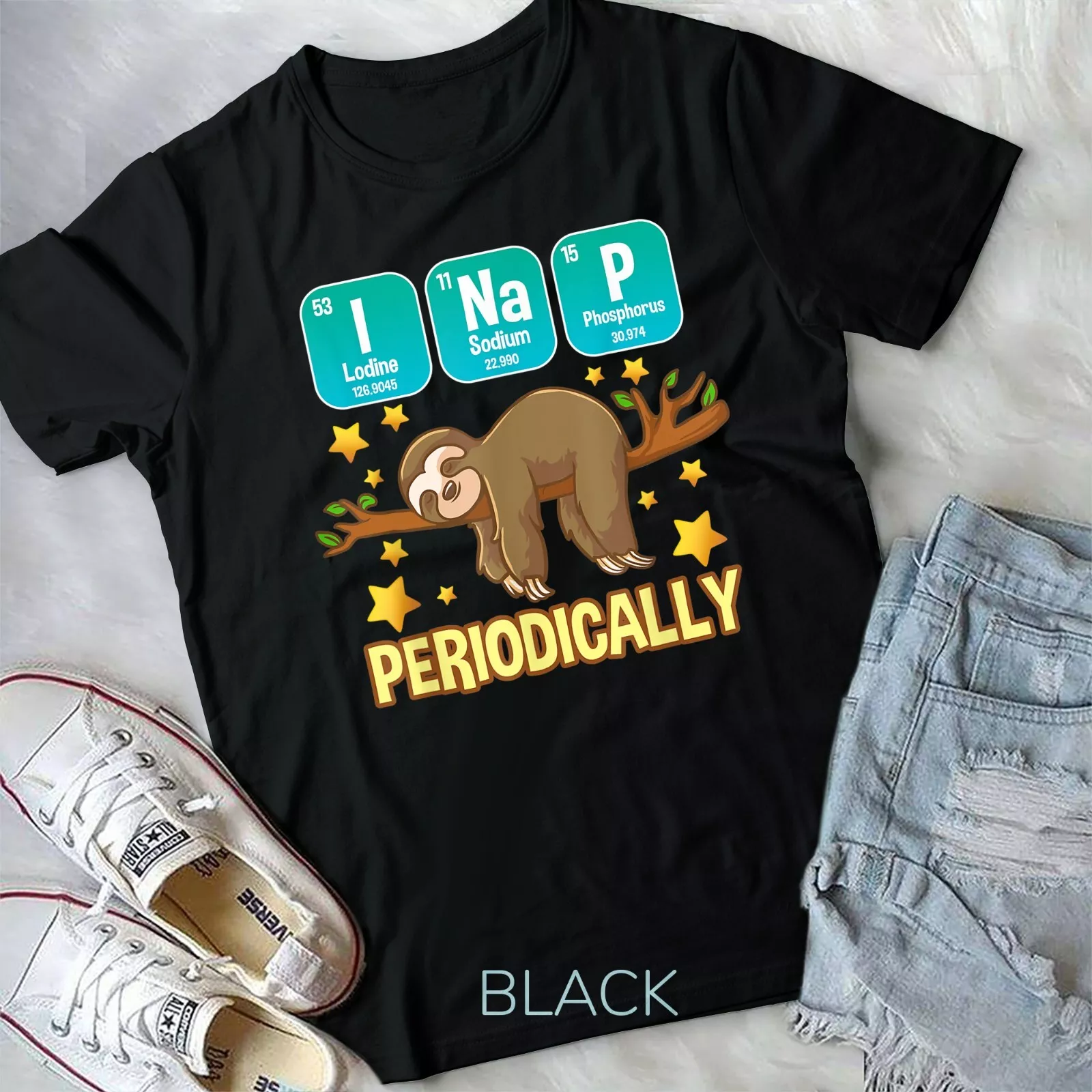 Gildan Funny Science Sloth Gift I Nap periodically Periodic Table ...