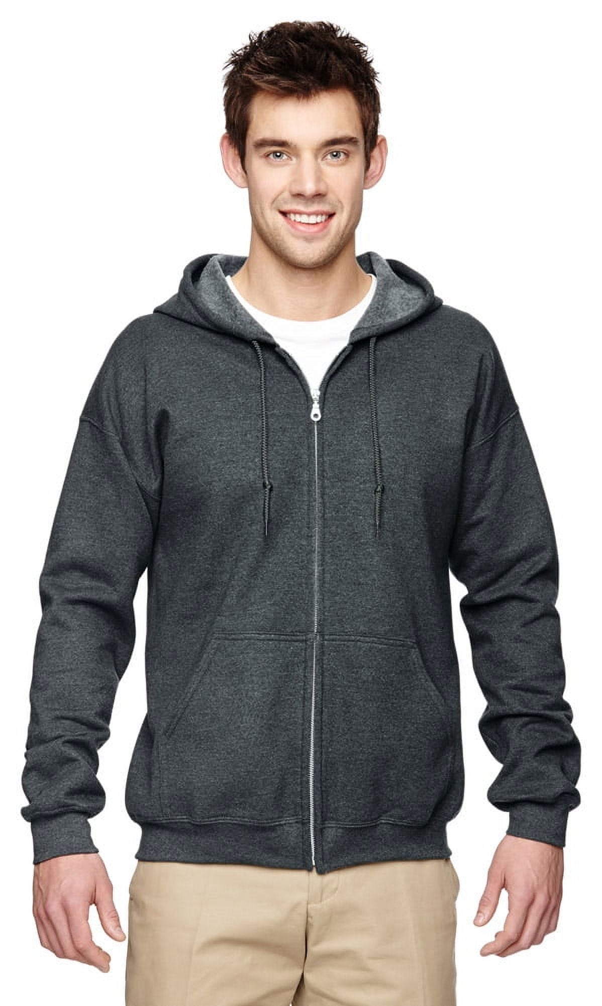 Gildan G186 HeavyBlend Men's Full-Zip Hood -Dark Heather-X-Large ...