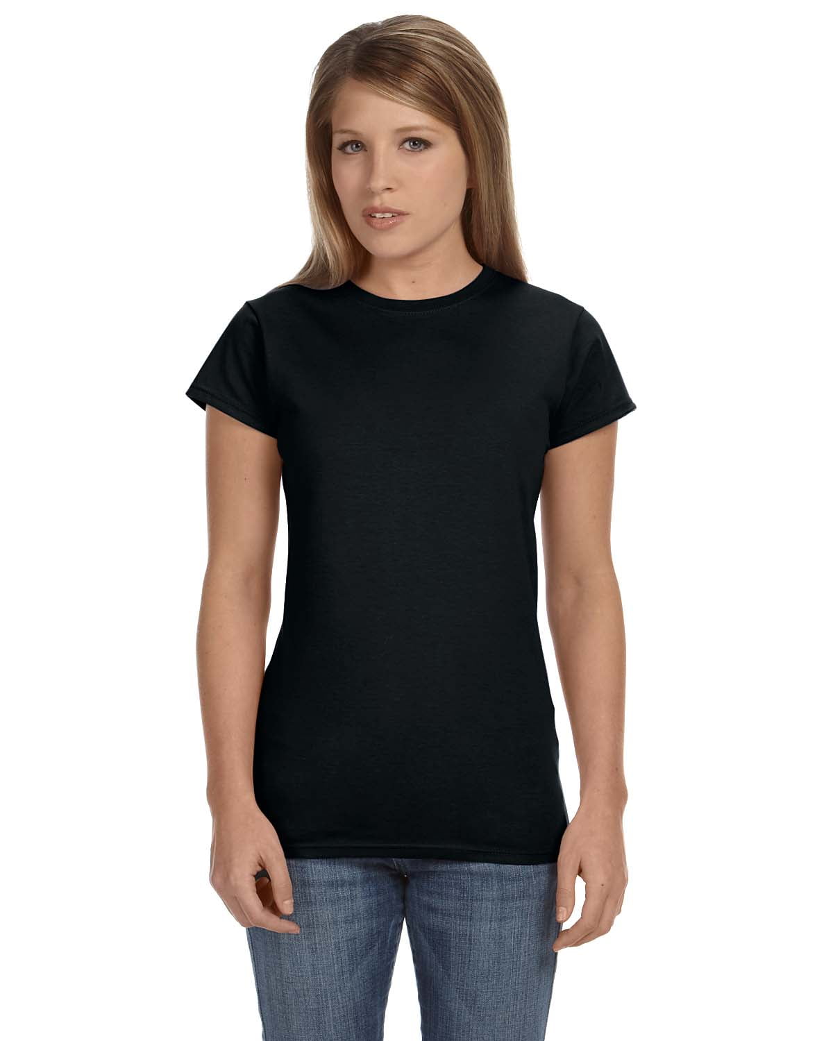 Gildan G640L Ladies' Softstyle Fitted T-Shirt, Black, XL, Pack Of 5 ...