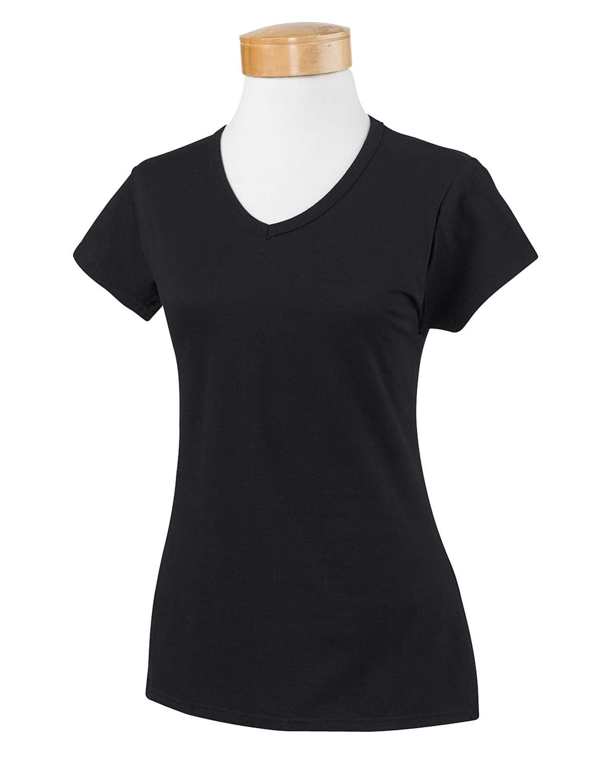 Gildan Ladies' Softstyle Fitted V-Neck T-Shirt, Preshrunk Cotton ...