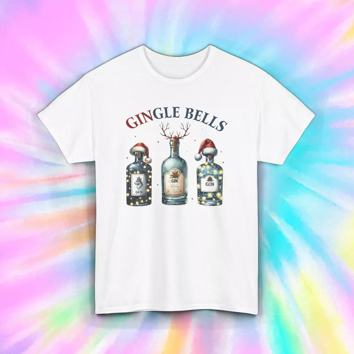 Gildan Gingle Bells Gin T-Shirt Funny Christmas Lover Holiday Gift Tee ...