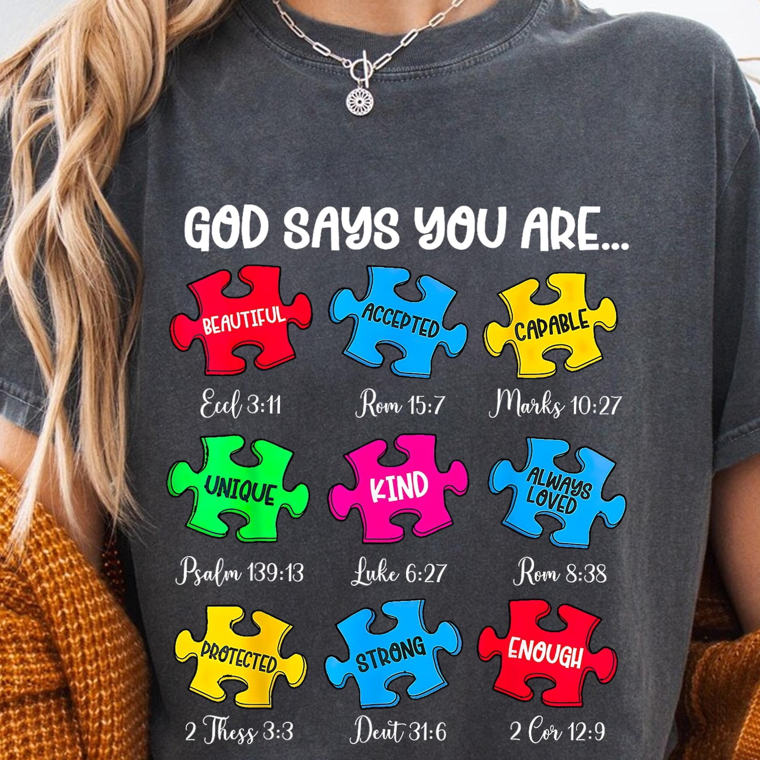 Gildan God Says You Are Puzzle Pieces t-shirt | Faith-Based Digital ...