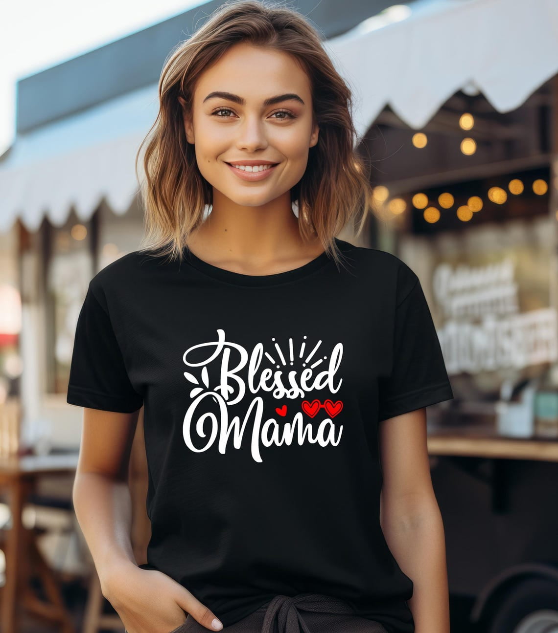 Gildan Graphic Blessed Mama Shirt, Beautiful Font and Casual Fit Tee ...