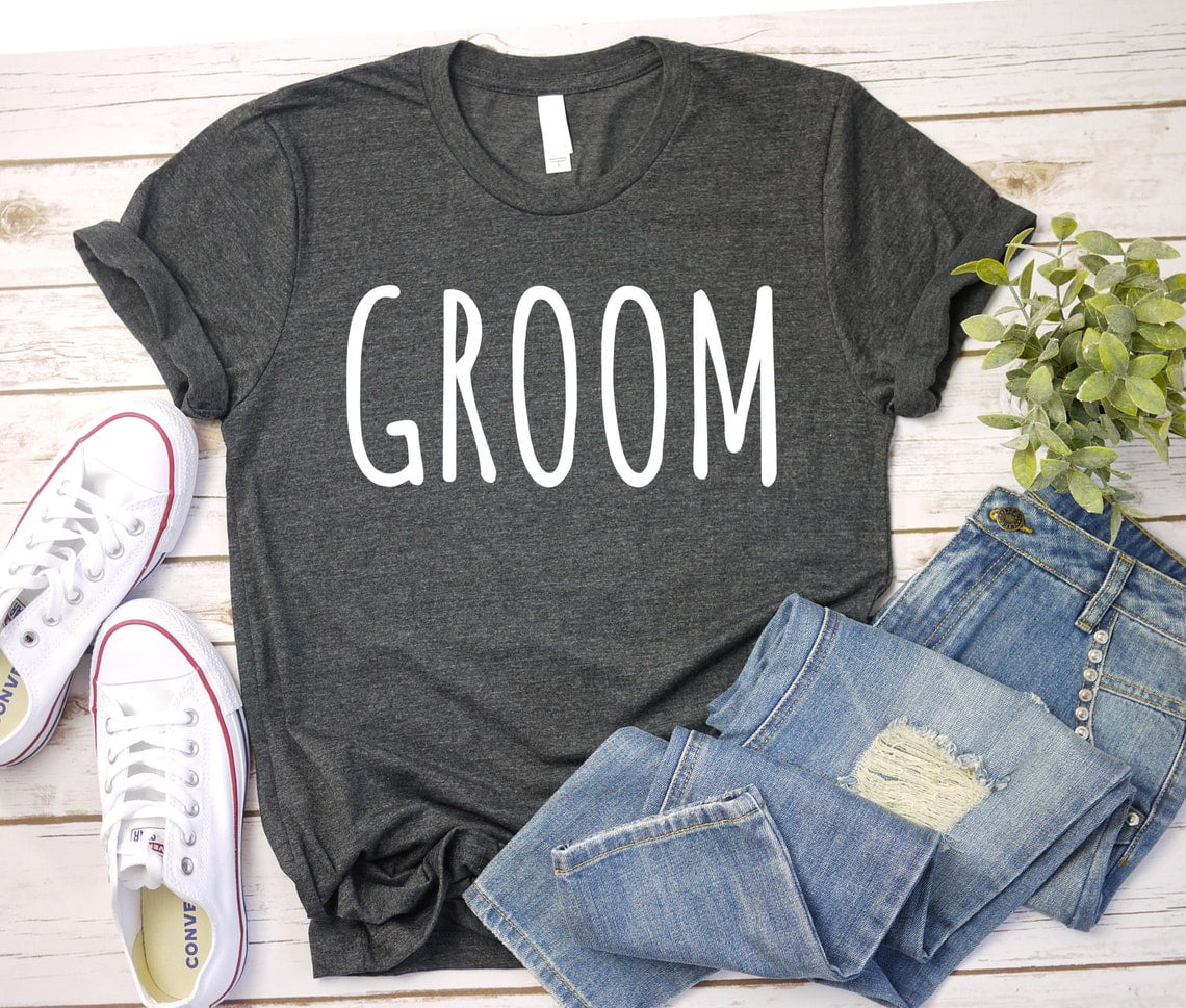 Gildan Groom Shirt Bridal Shower Gift Engagement Bride And Groom Tee ...