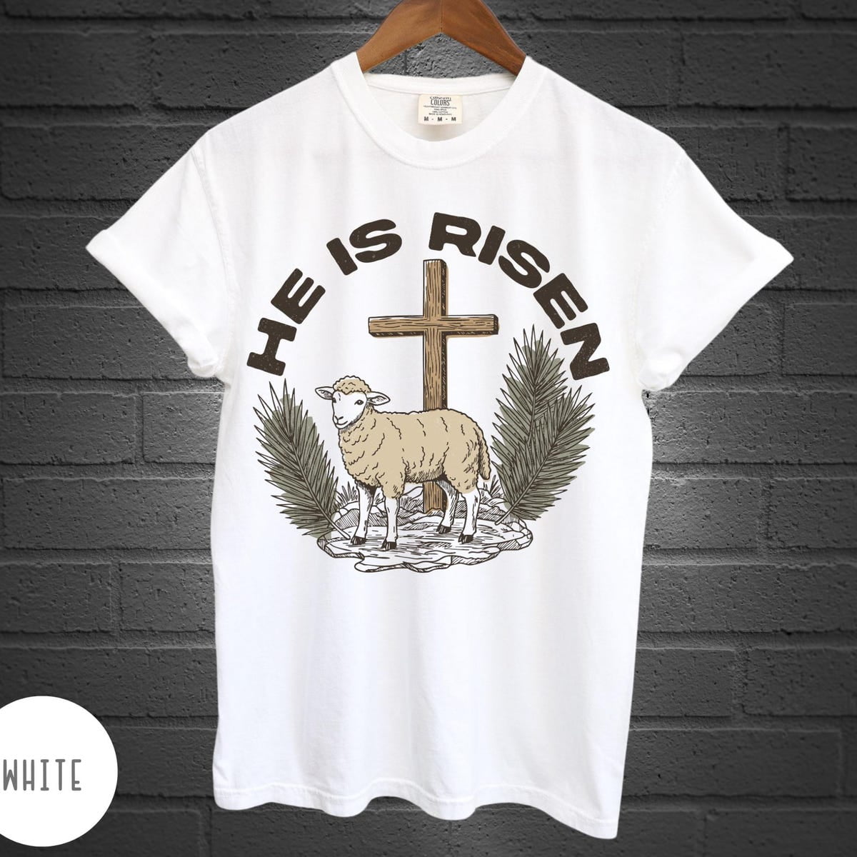 Gildan He Is Risen Tee With Lamb And Crown Design, Christian Shirt Depicting Jesus’ Sacrifice ...