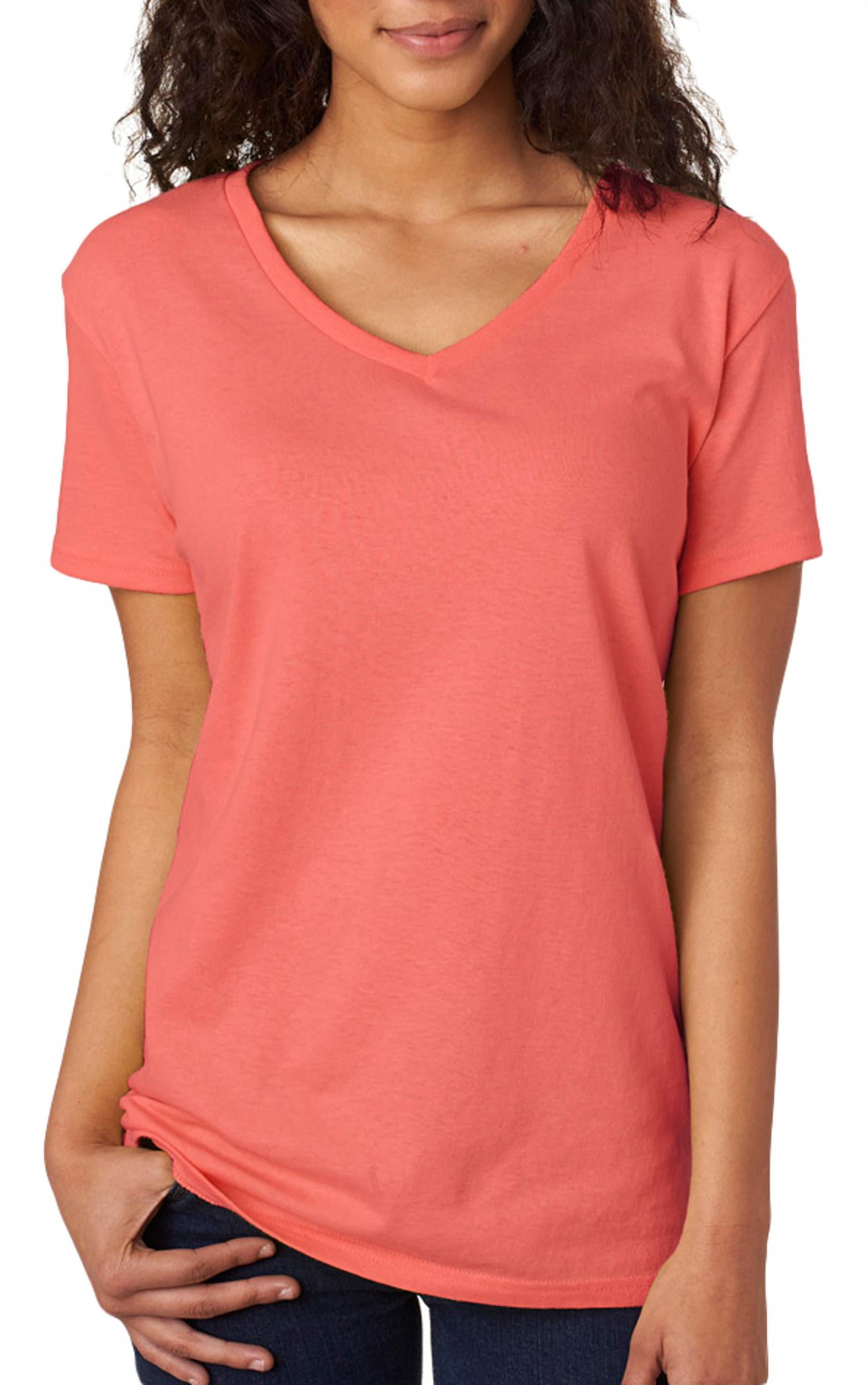 Gildan Heavy Cotton Ladies' V-Neck Tee , 5V00L , Coral Silk , Large ...