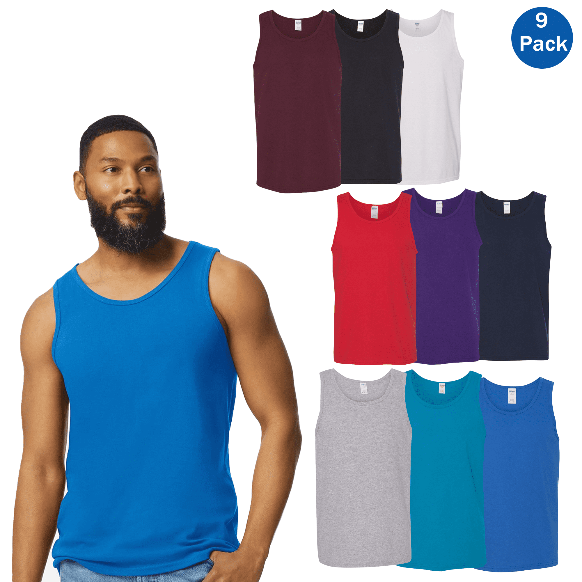 Gildan Heavy Cotton Muscle Tank Top for Men, Assorted Color Workout ...