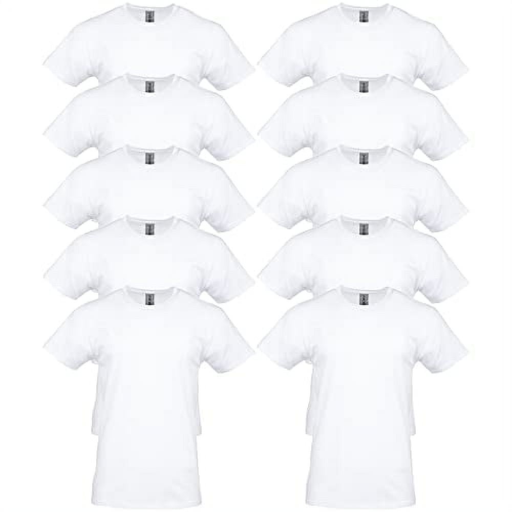 Gildan Mens Heavy Cotton T-Shirt , 4XL, White (Pack of 10) 10 White ...