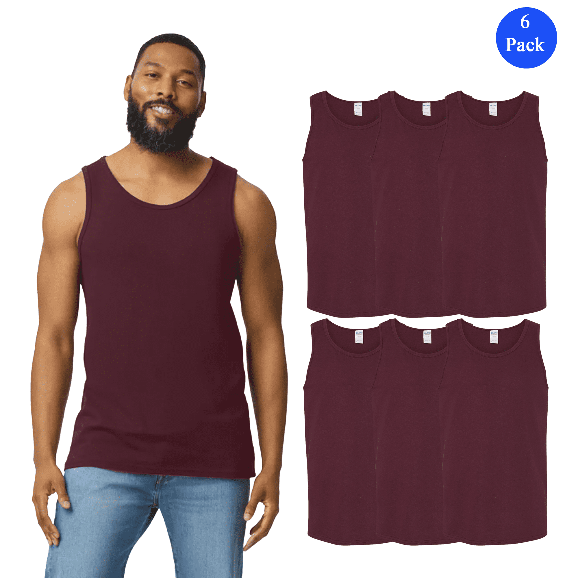Gildan Heavy Cotton Tank Top, Men's Durable Sleeveless Classic Style ...
