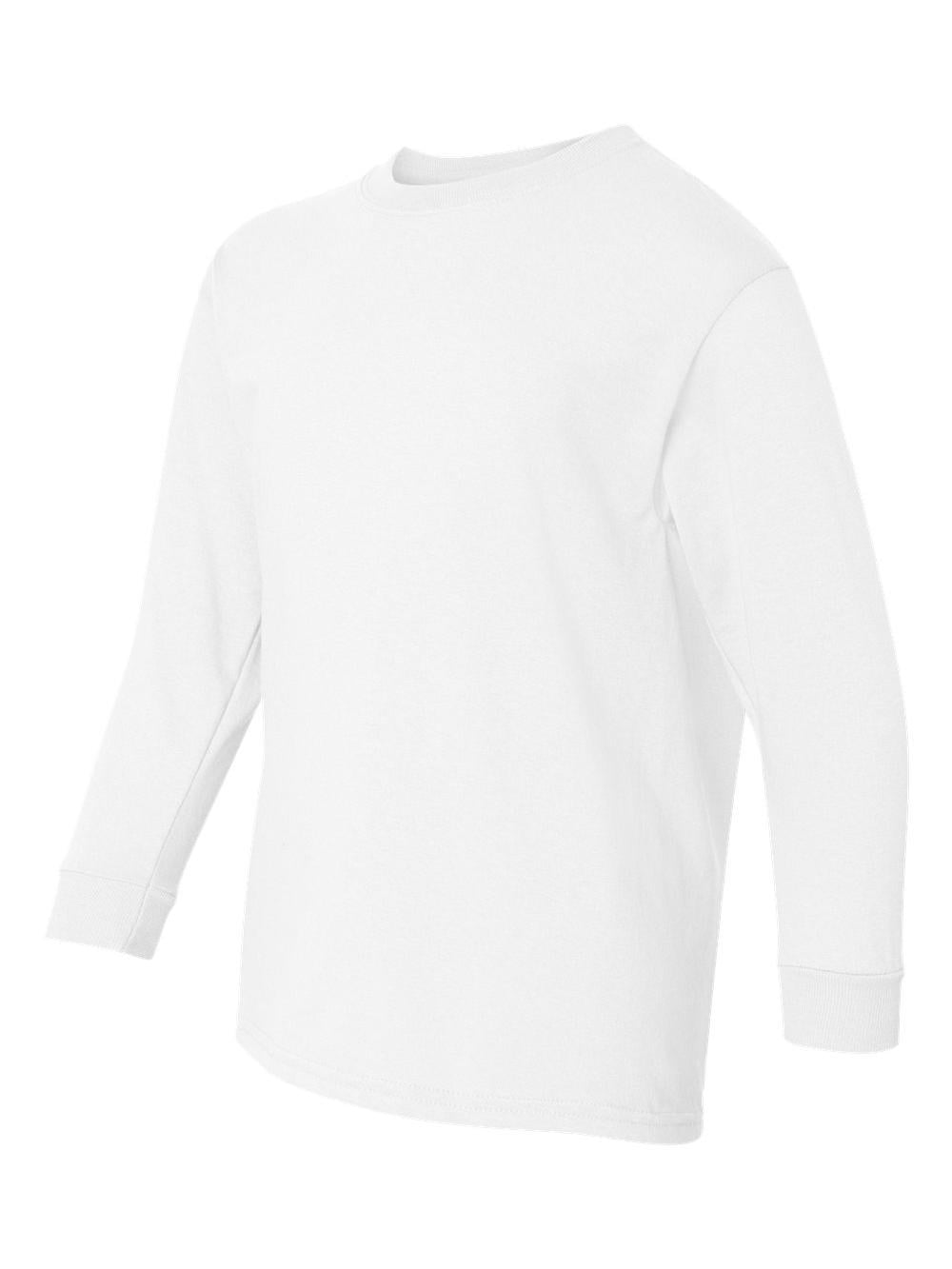 Gildan - Heavy Cotton Youth Long Sleeve T-Shirt - 5400B - White - Size ...
