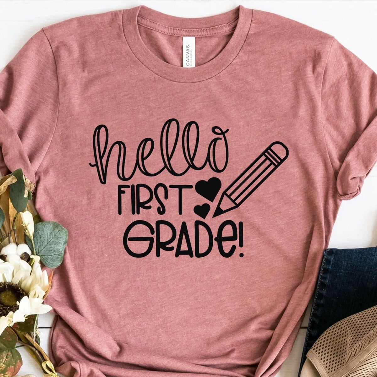 Gildan Hello First Grade Shirt, Back to School Shirt, Teacher Shirt ...