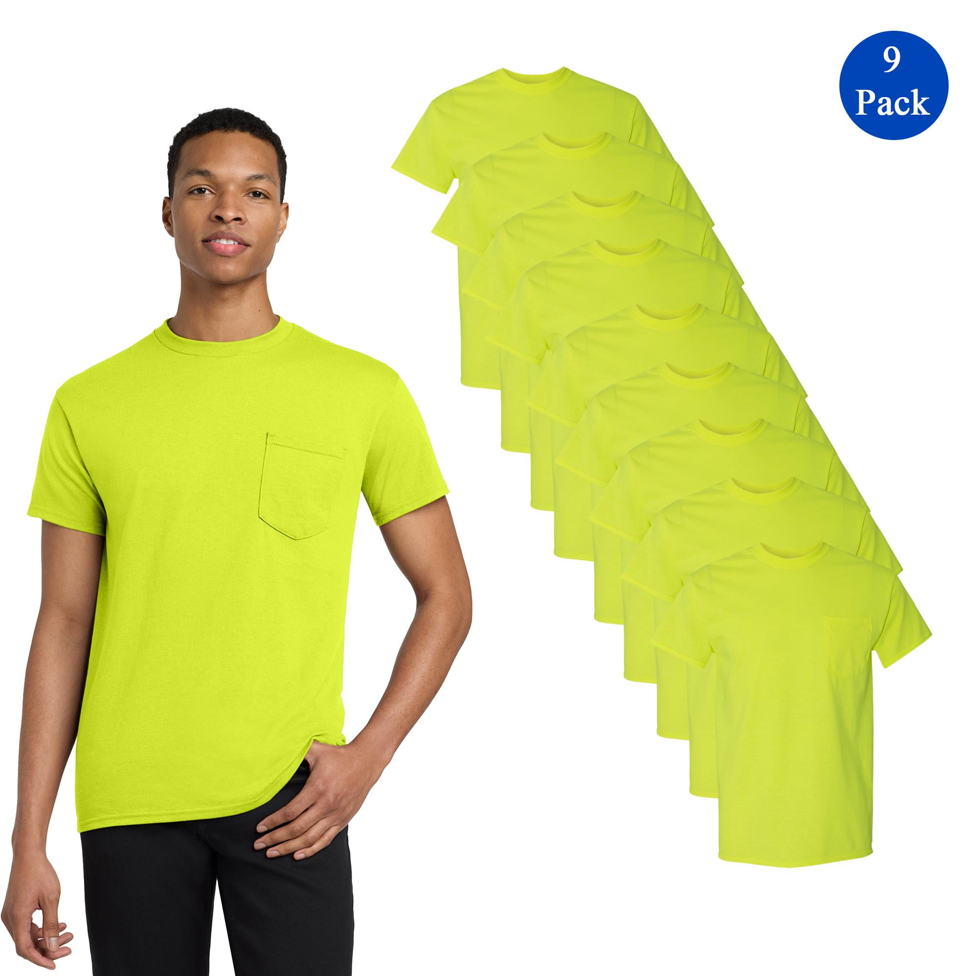 Gildan Hi-Vis Safety Crewneck T-Shirt, Men's Short Sleeve Safety Green ...