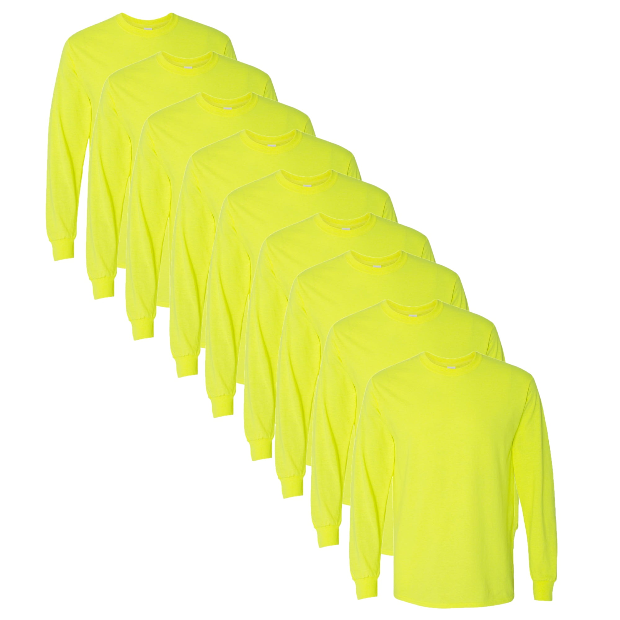 CROWN CRAZE Hi Vis Safety Long Sleeve Men’s T-Shirt | 5.3 oz, 50/50 ...