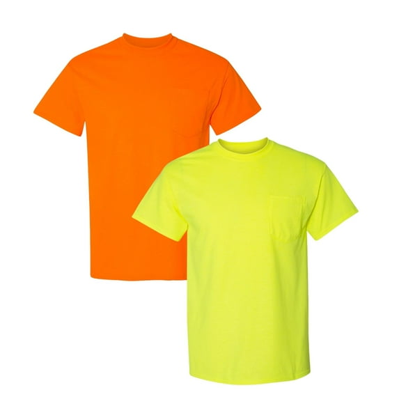 Gildan High Visibility DryBlend Work T-Shirt with Pocket Hi Vis Safety ...