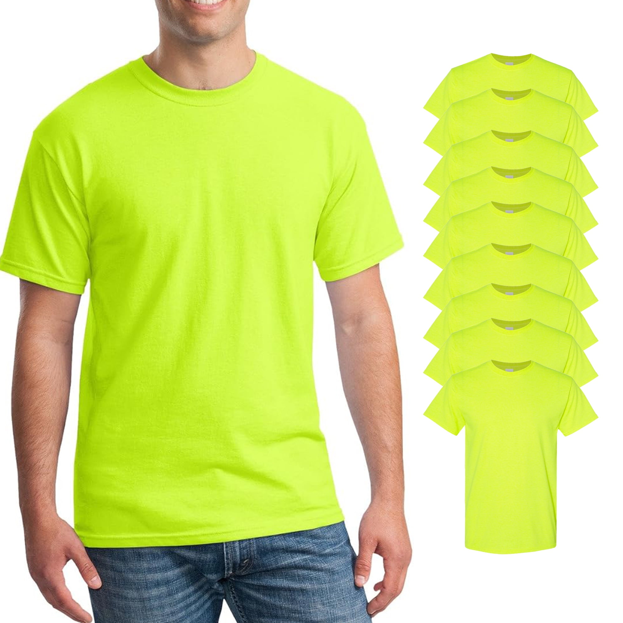 Gildan High Visibility T-Shirt for Work, Safety Green Hi Vis Work Shirt ...