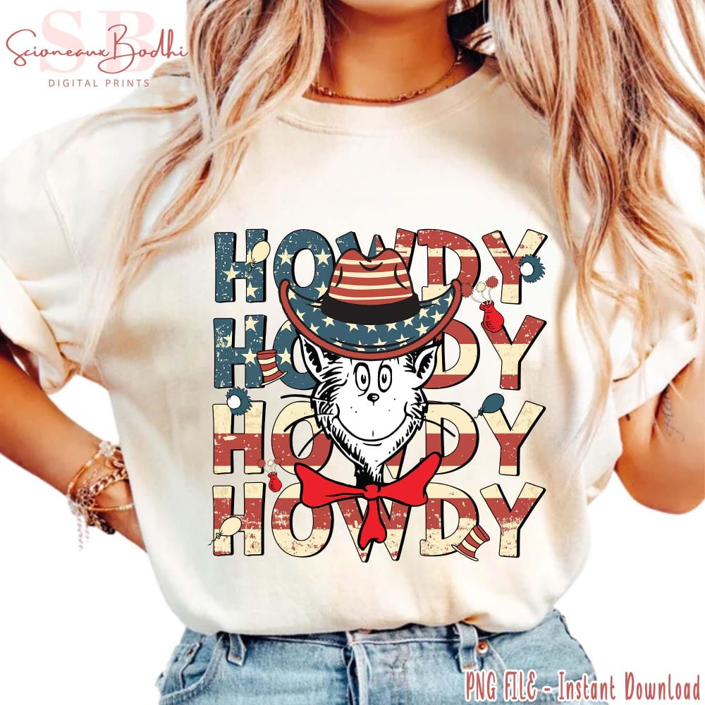 Gildan Howdy Cat In The Hat T-shirt, Howdy Dr. Seuss T-shirt, Western ...