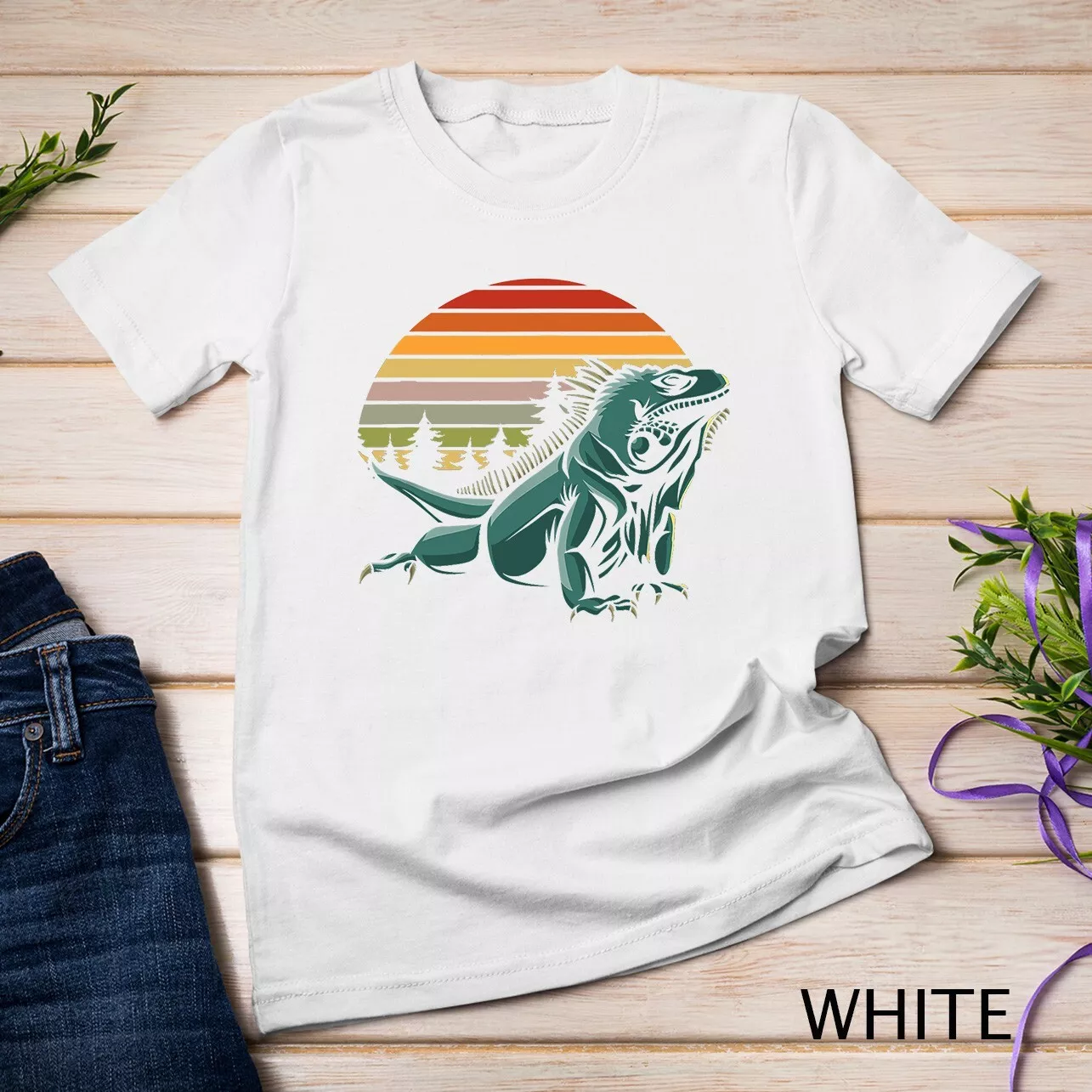 Gildan Iguana Retro Sunset Reptiles Unisex T-Shirt - Walmart.com