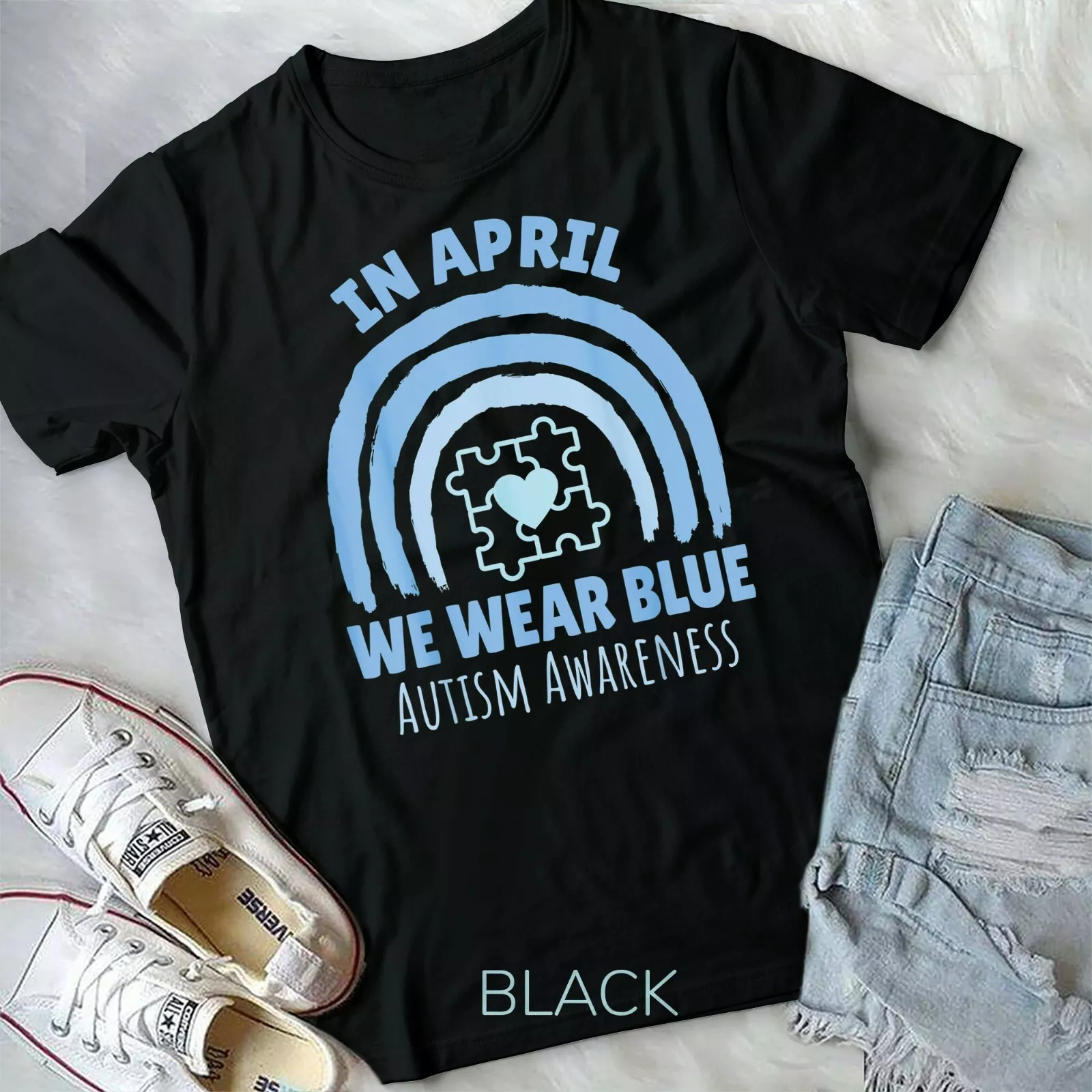 Gildan In April We Wear Blue Shirt Autism Awareness Month Puzzle Unisex ...