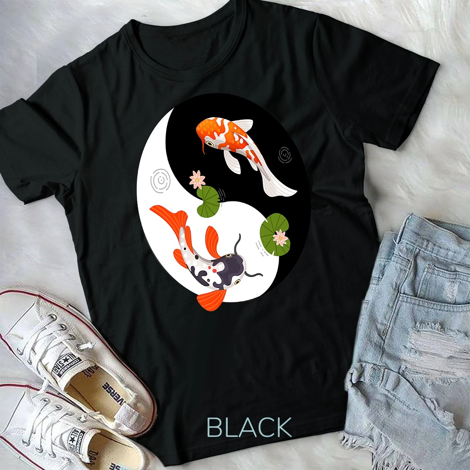 Gildan Japanese Yin Yang Koi Fish Design Koi Pond Meditation Premium ...