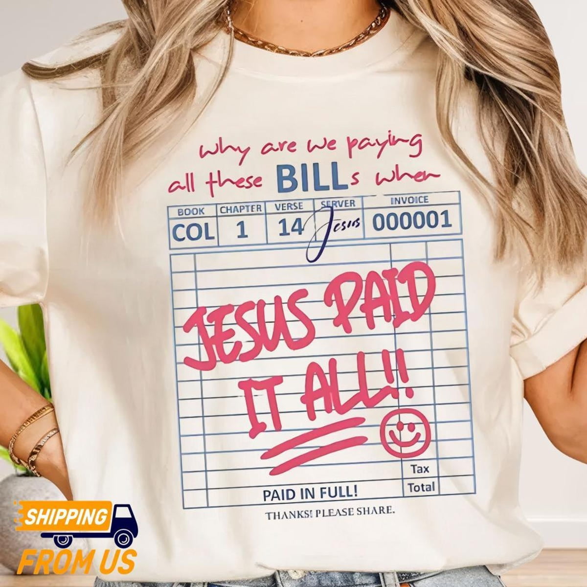 Gildan Jesus Paid It All Shirt, Bold Christian Tee With Bible Verse ...