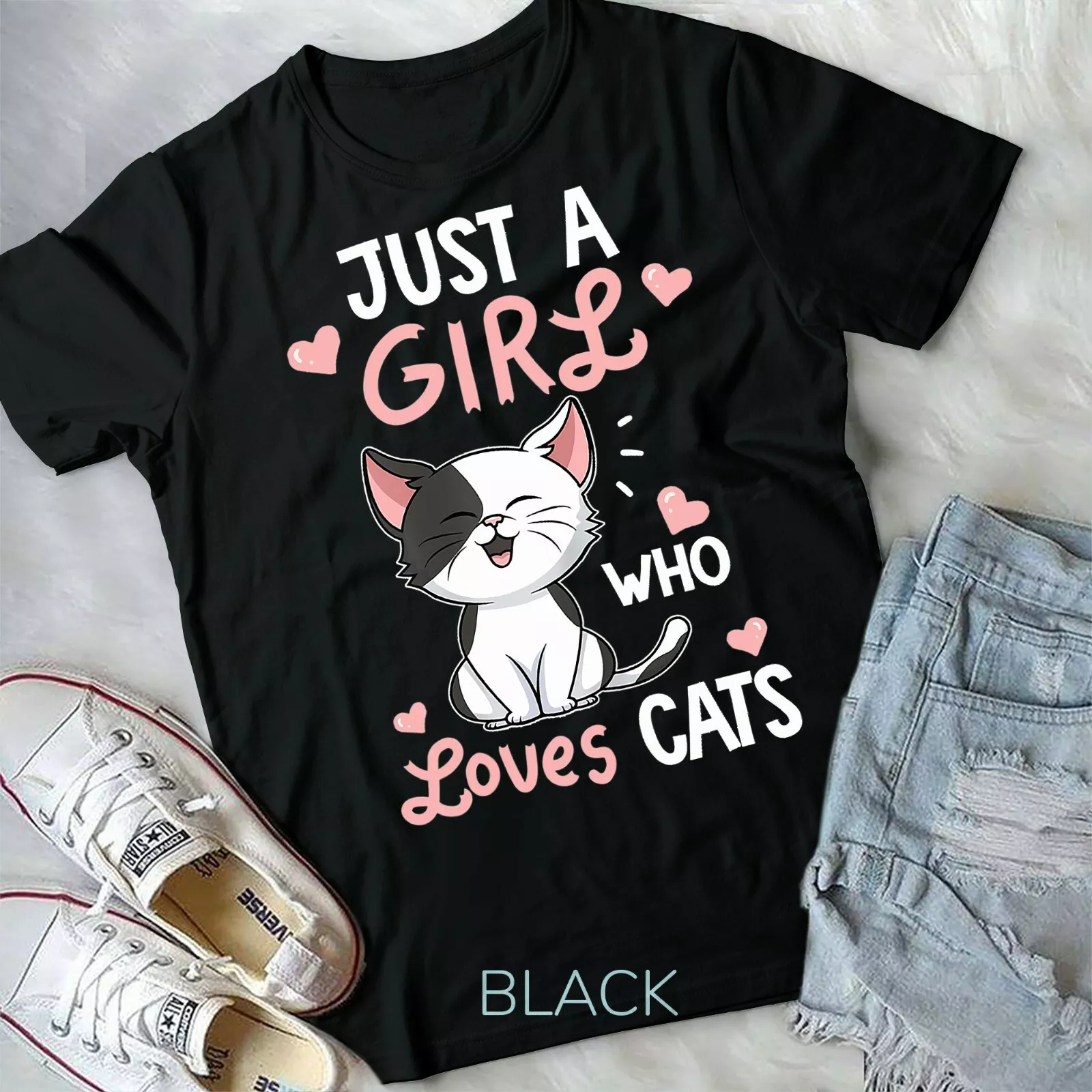Gildan Just A Girl Who Loves Cats Tshirt Cute Cat Lover Gifts Unisex Form T-Shirt - Walmart.com