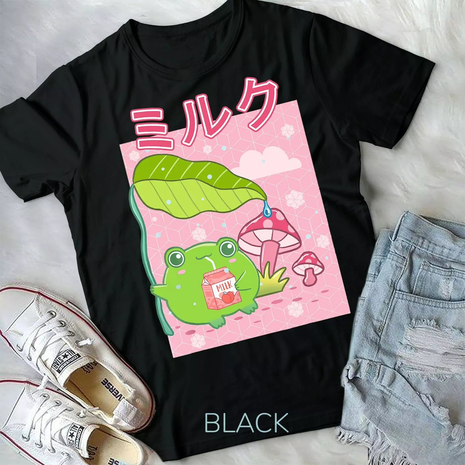 Gildan Kawaii Frog Japanese Cottagecore Mushroom Strawberry Milk Unisex ...