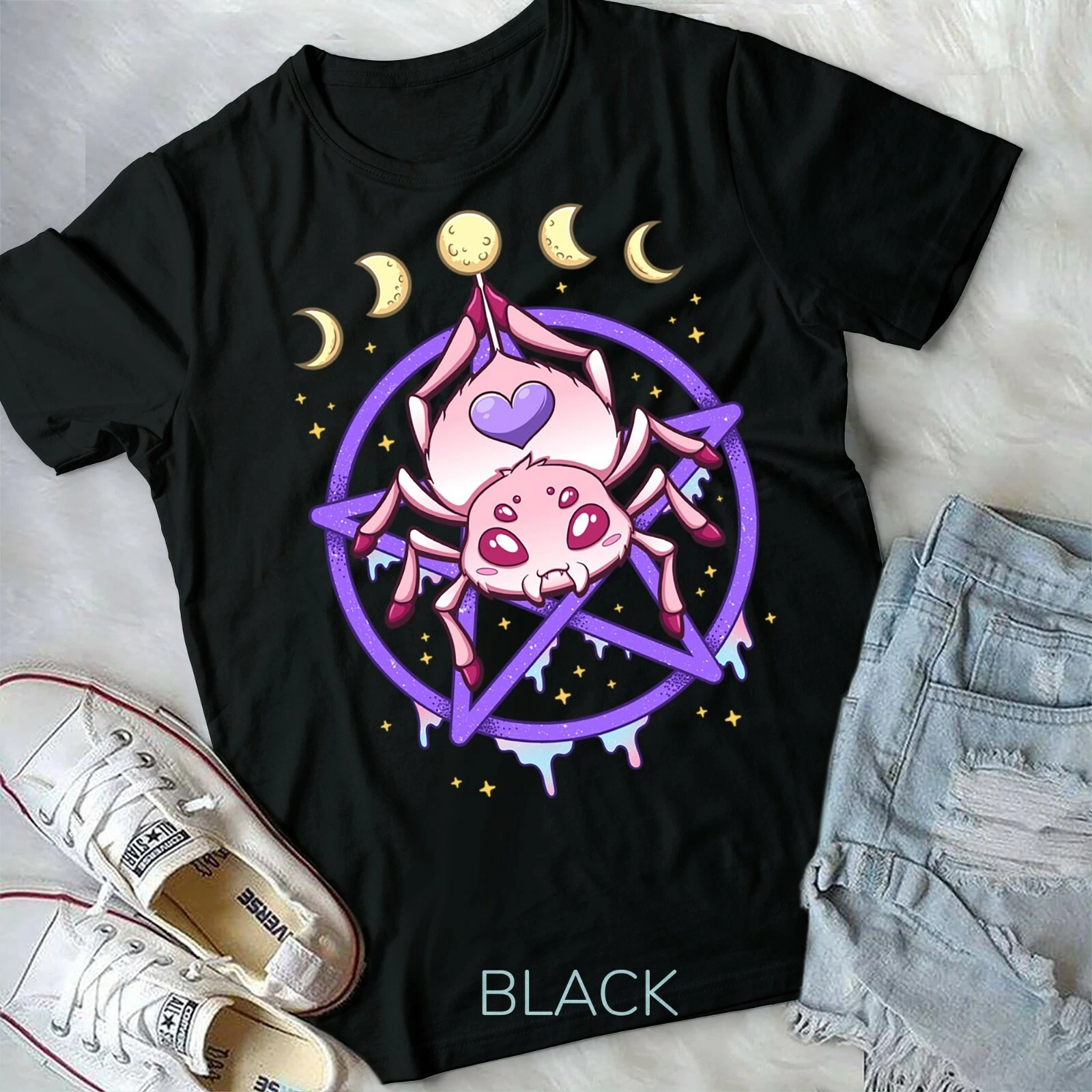 Gildan Kawaii Pastel Goth Cute Creepy Pentacle Spider Pentagram ...