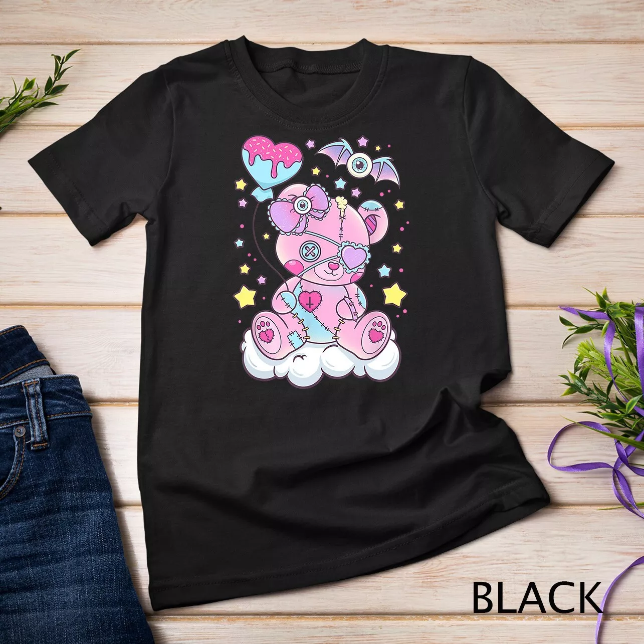Gildan Kawaii Pastel Goth Cute Creepy Teddy Bear T-Shirt Unisex T-Shirt ...