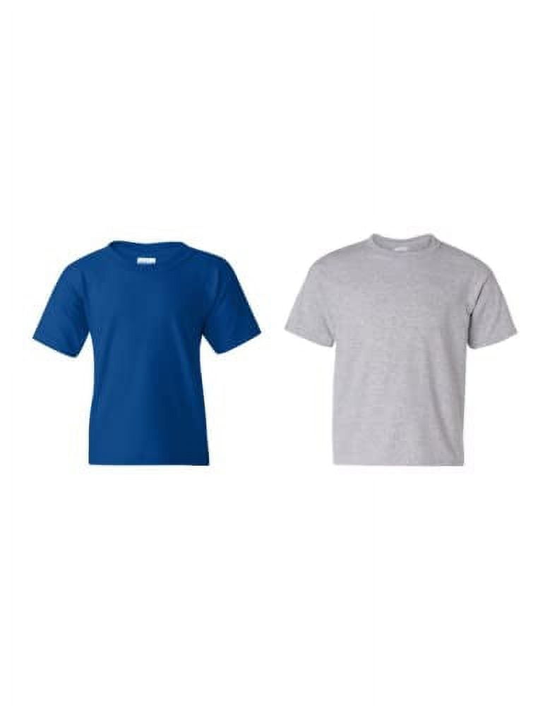 Gildan Youth Ultra Cotton T-Shirt, S, Royal (Pack of 2) (1 Sport Grey ...