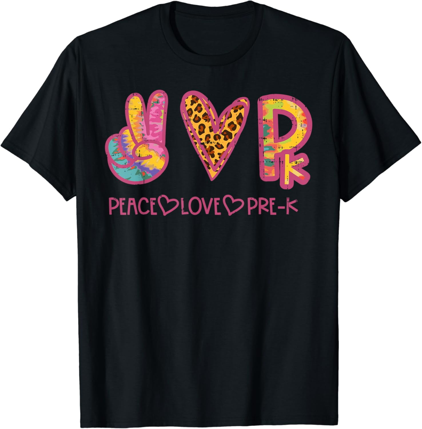 Gildan Leopard Peace Love Pre-K Prek First Day Of School Teacher T ...