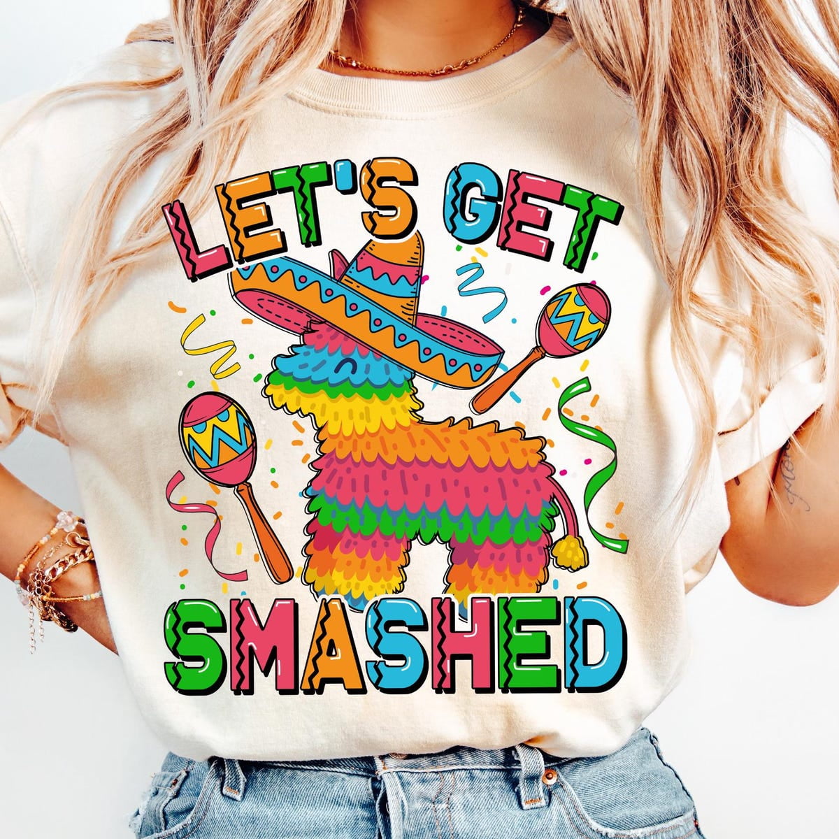 Gildan Let’s Get Smashed Donkey Tee, Funny Mexican Celebration Graphic ...