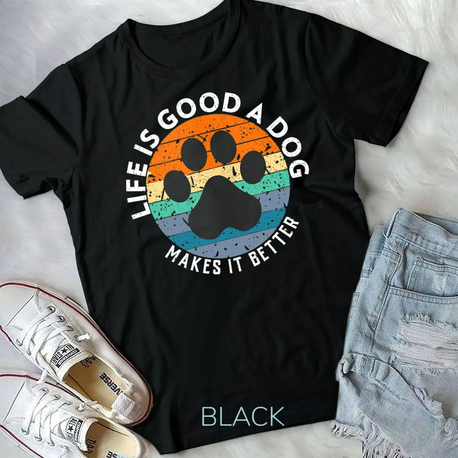 Gildan Life Is Good A Dog Makes It Better For Dog Lovers Vintage Unisex ...