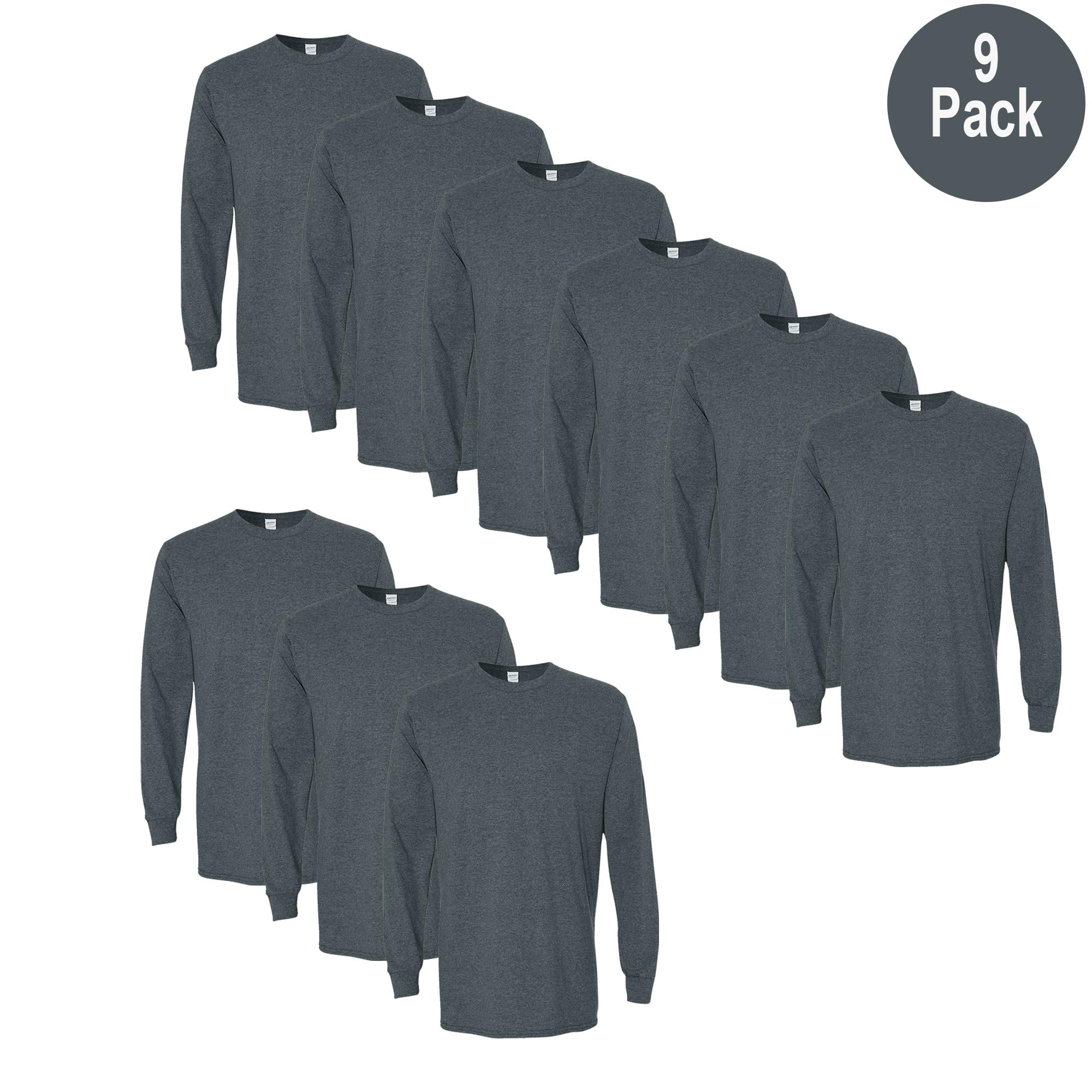 Gildan Long Sleeve T-Shirt, Men's Heavy Cotton Crew Neck Classic Fit ...