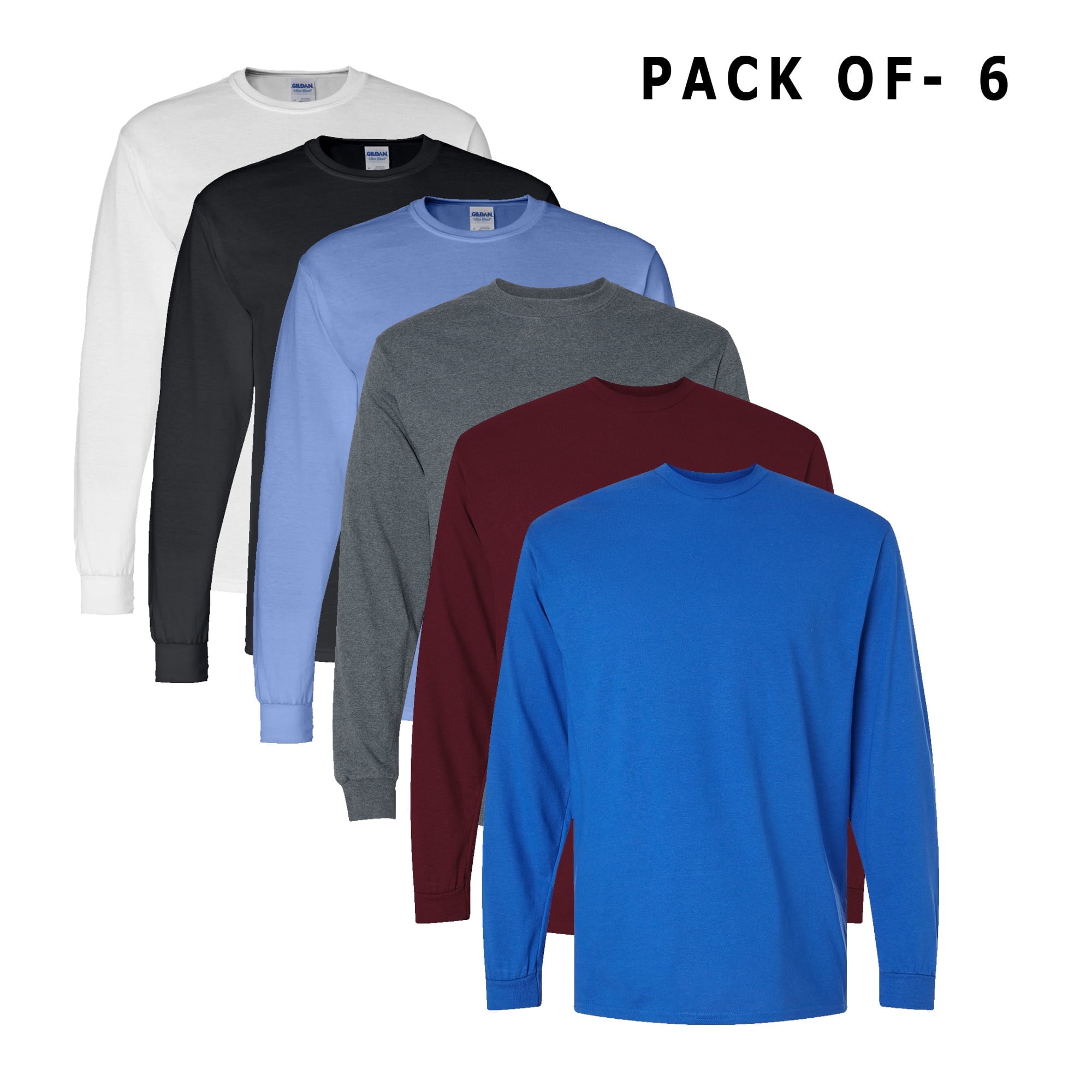 Gildan DryBlend Long Sleeve T-Shirt for Men -GR84 Assorted Crewneck ...