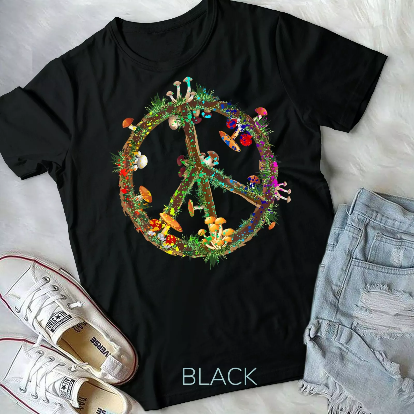 Gildan Magic Mushrooms Peace Sign Psychedelic Retro Shrooms Gift ...