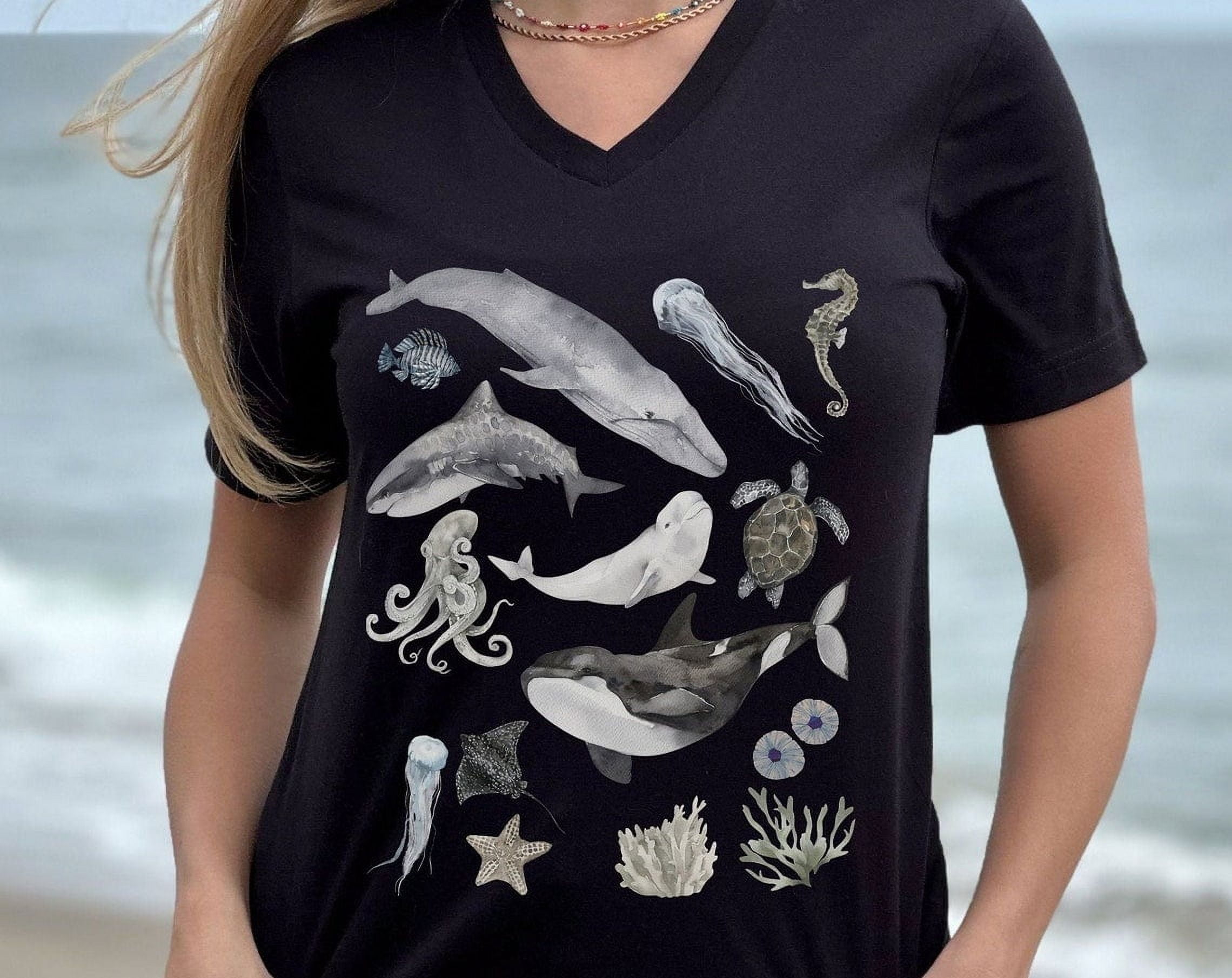 Gildan Marine Life Conservation Shirt With Orca, Whale And Sea Turtle ...