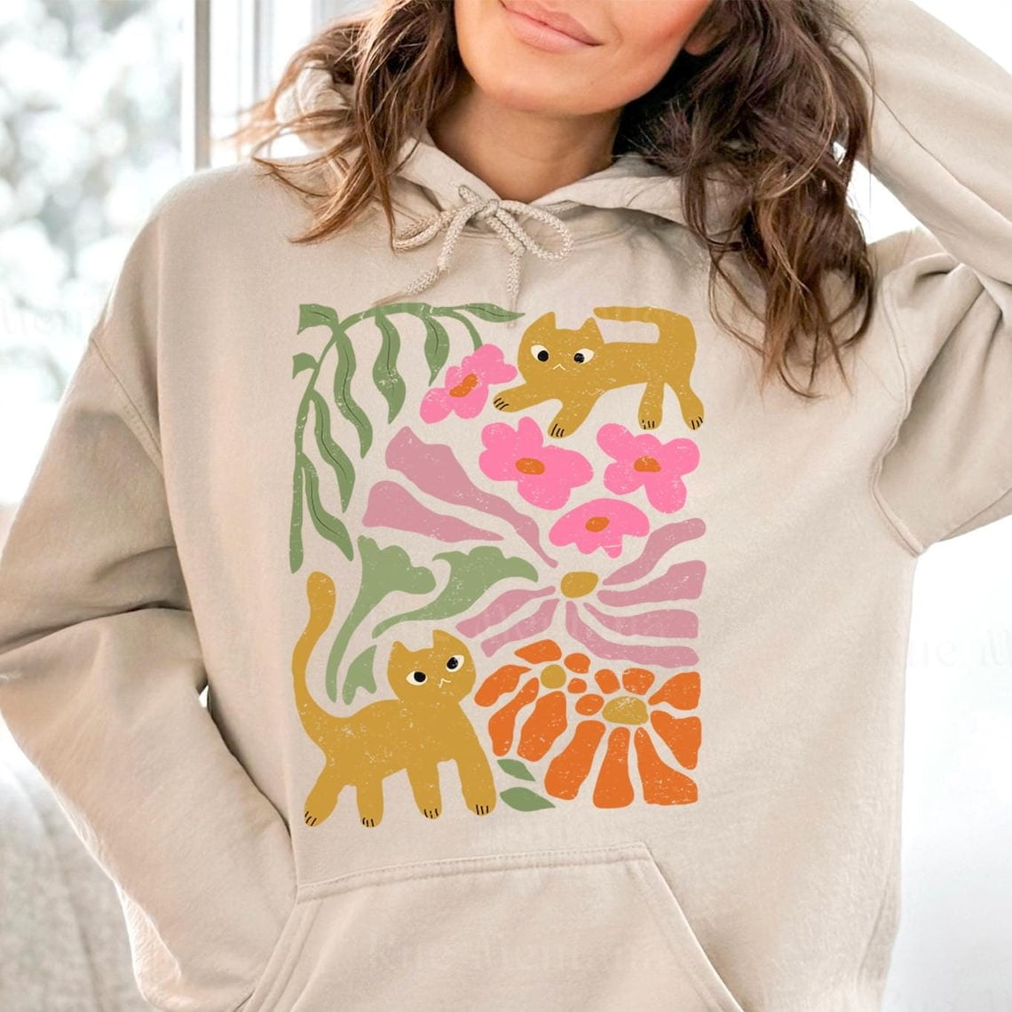 Gildan Matisse Inspired Cat Floral Shirt With Botanical Art Print For ...