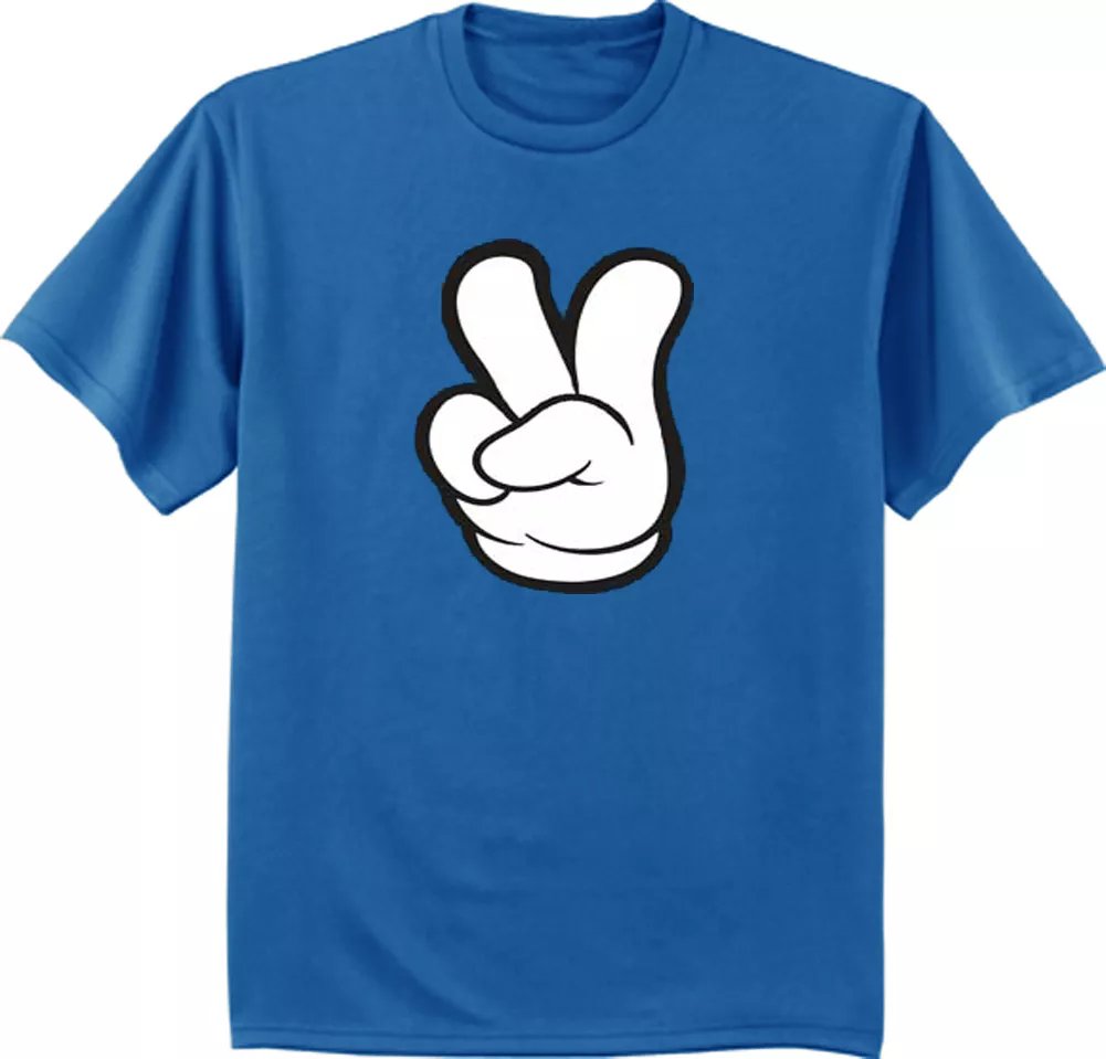 Gildan Men'S Peace Sign Fingers Cool Tee Shirt Blue Gift For Men Women ...