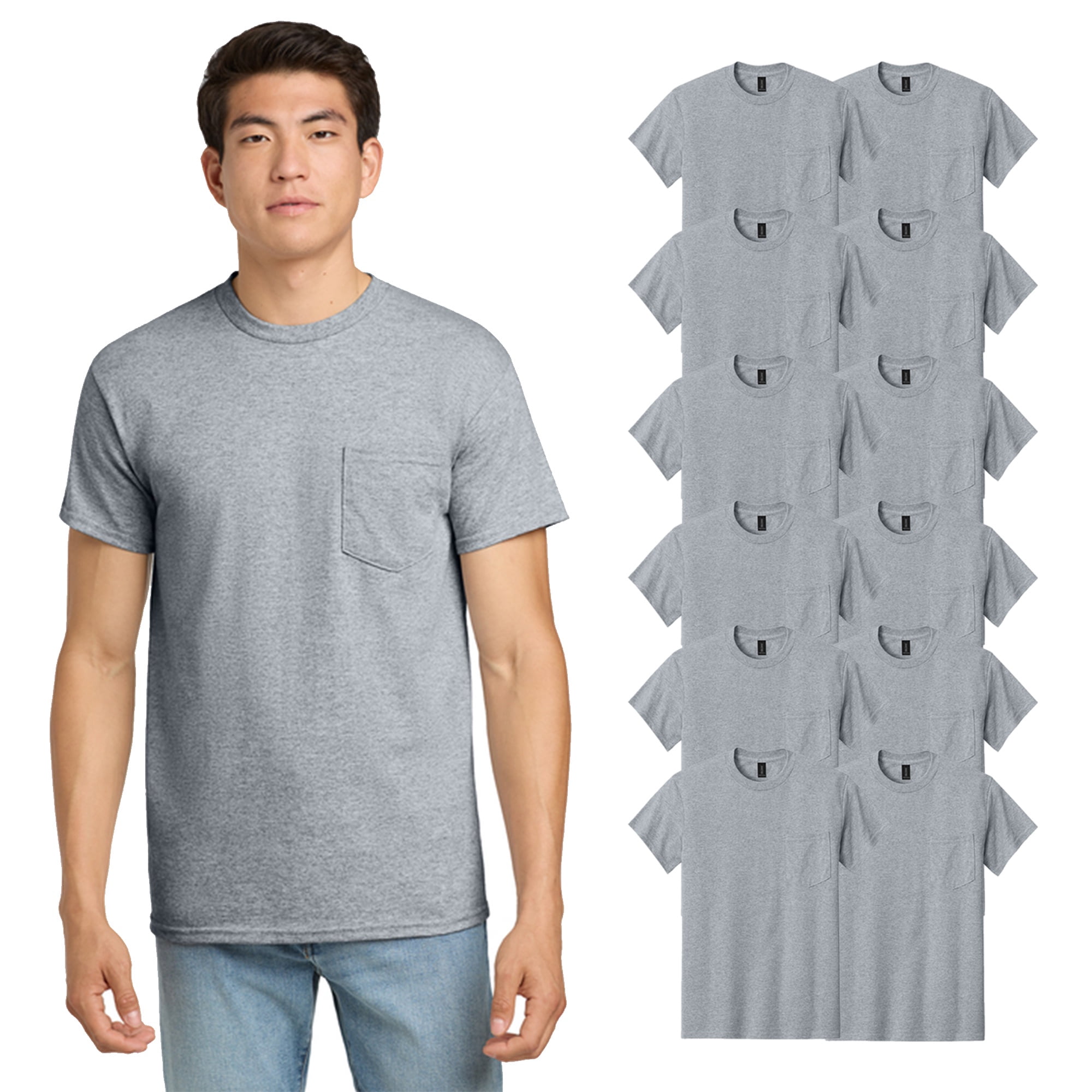 Gildan Men Ultra Cotton Pocket T-Shirt, Short Sleeve Classic Fit Sport ...