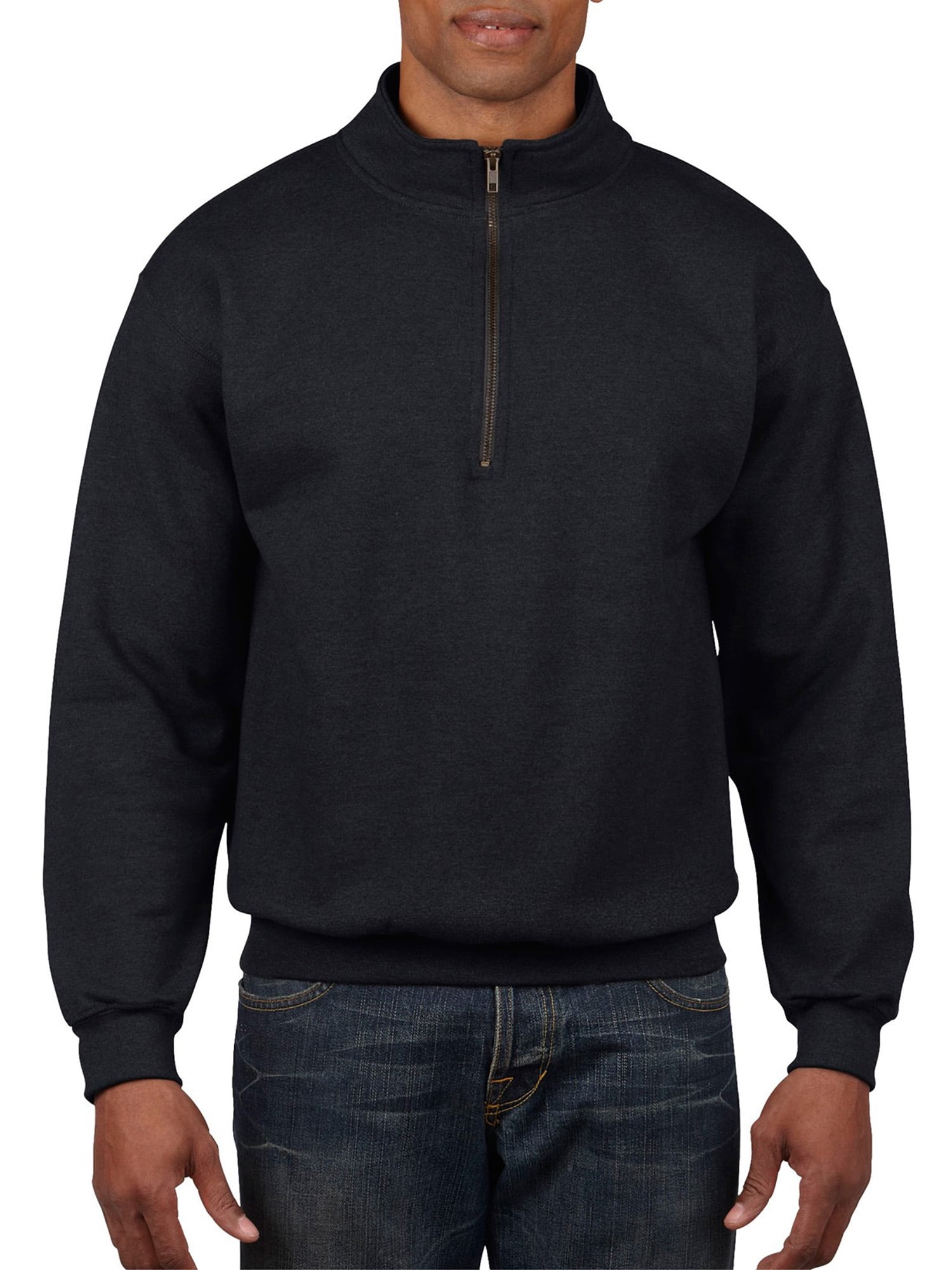 Gildan Men s and Big Men s 1 4 Zip Cotton Cadet Collar Sweatshirt up to 2XL Walmart