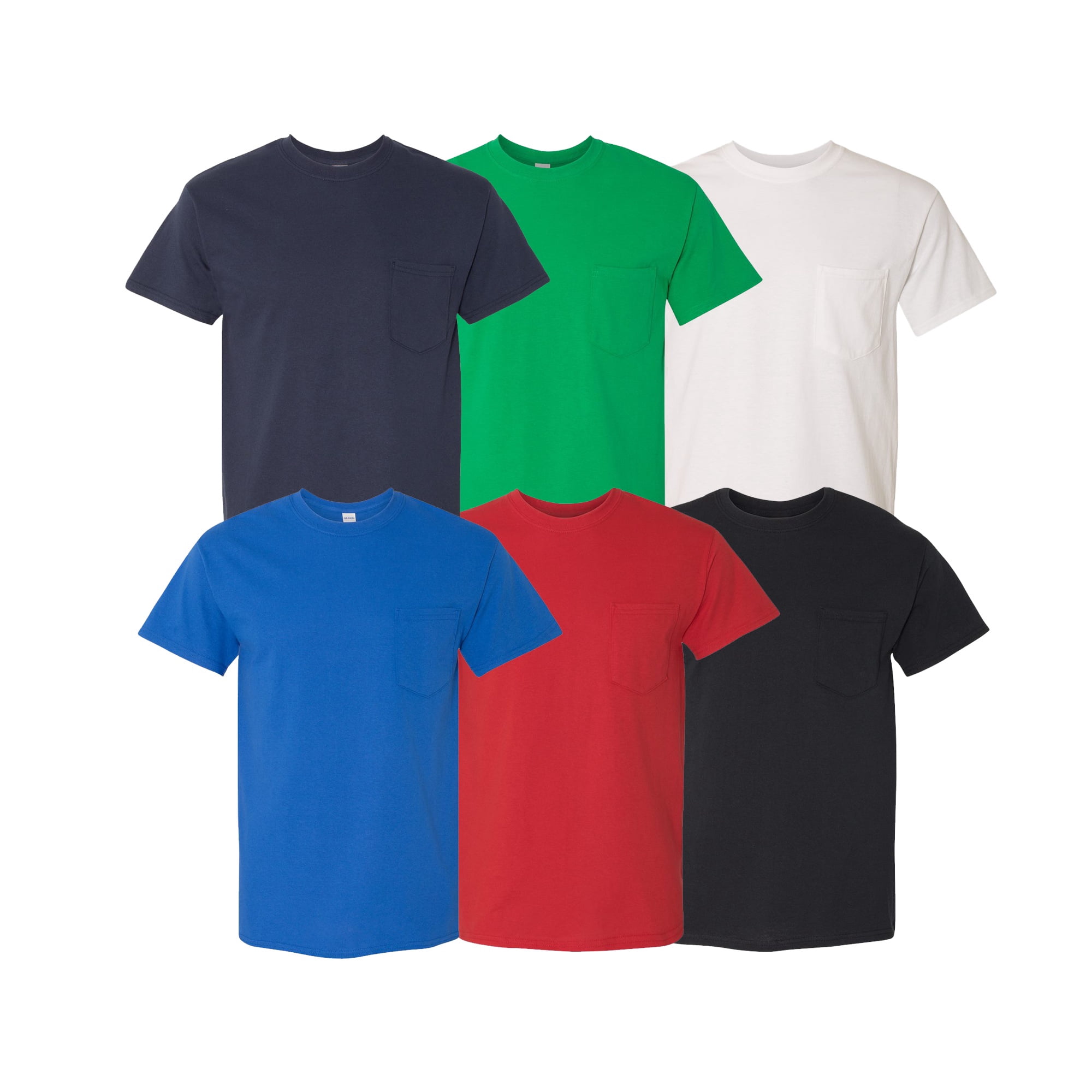 Gildan Men's Assorted Pocket T-Shirt, Heavy Cotton Short Sleeve, Bulk ...