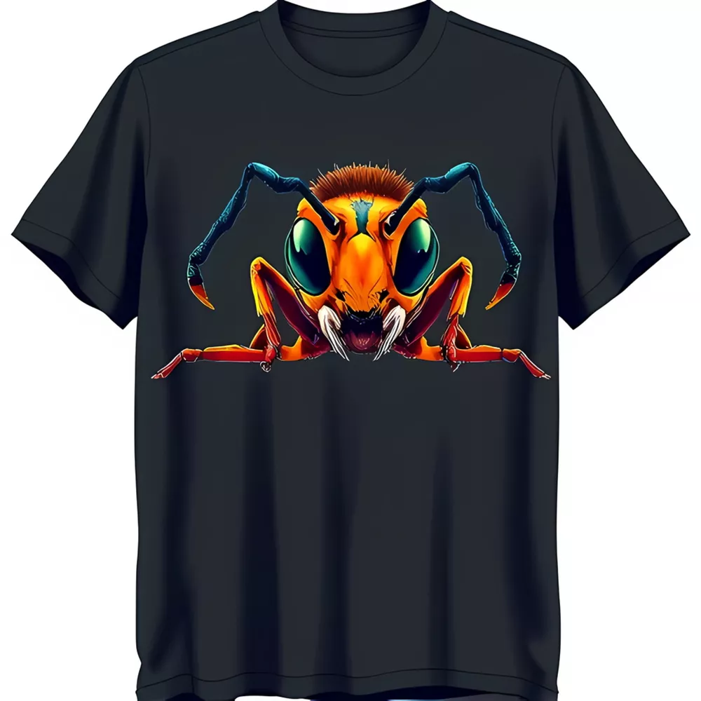 Gildan Men's Black Neck T-Shirt with Bold Yellow & Menacing Graphic ...
