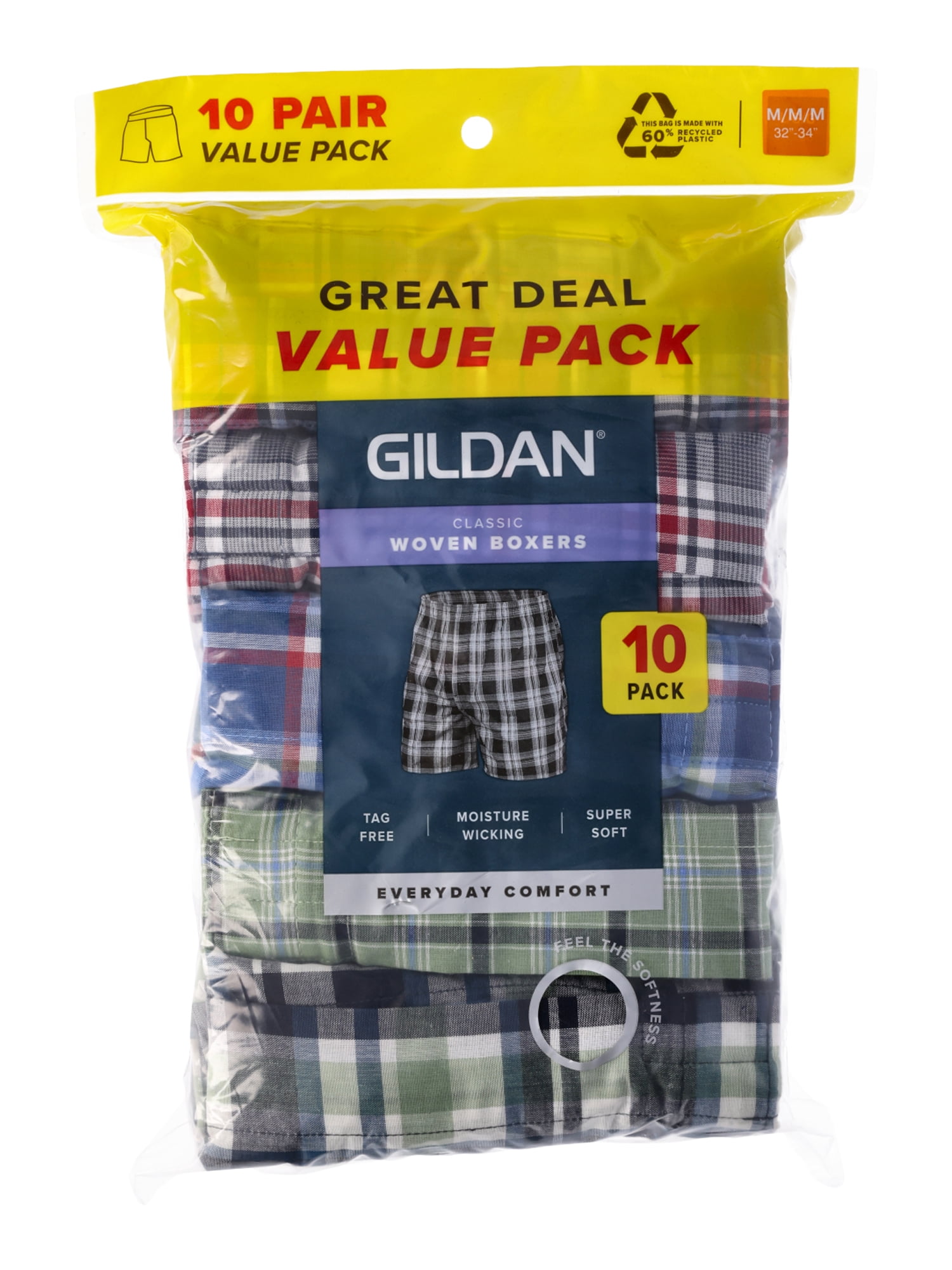 Gildan Men's Elastic Waistband Cotton Boxer Briefs Underwear ...