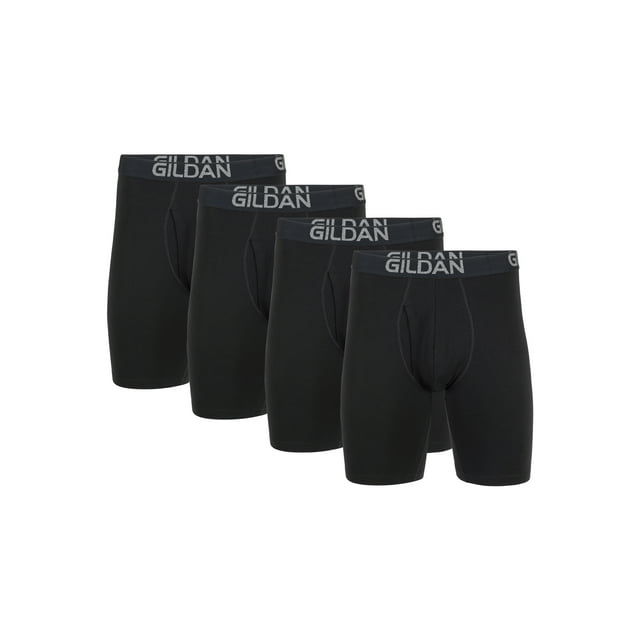 "Gildan Men's Large/XL Knit Underwear, Cotton Stretch Long Leg Boxer Briefs, 4-Pack, 8.5 ...