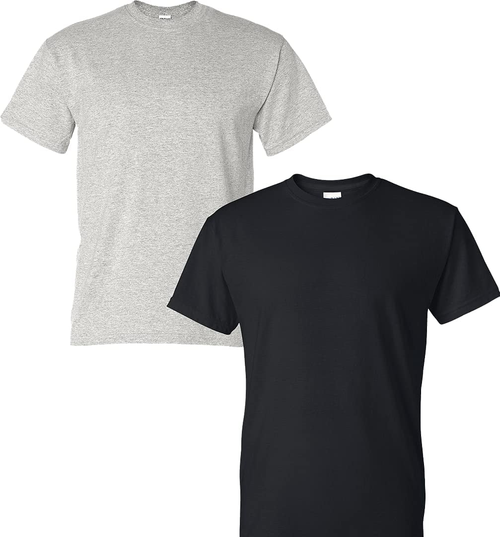 Gildan Mens DryBlend T-Shirt , L, Ash (Pack of 2) (1 Black / 1 Ash ...
