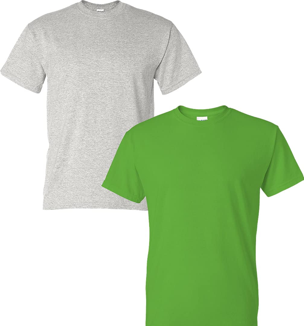 Gildan Mens DryBlend T-Shirt , L, Ash (Pack of 2) (1 Electric Green / 1 ...